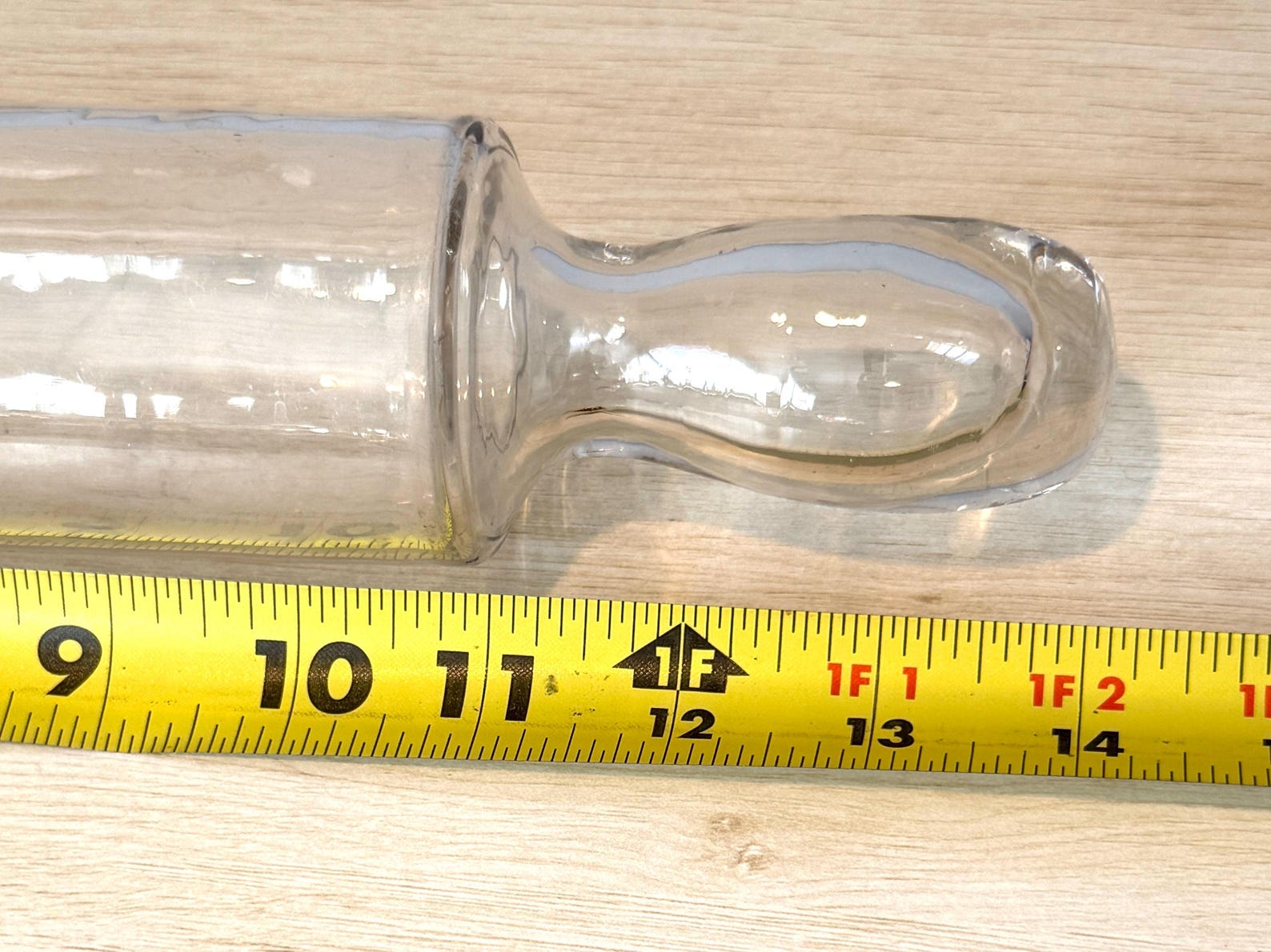 Vintage Hand Blown Glass Rolling Pin / Clear Glass / Antique Kitchen ...