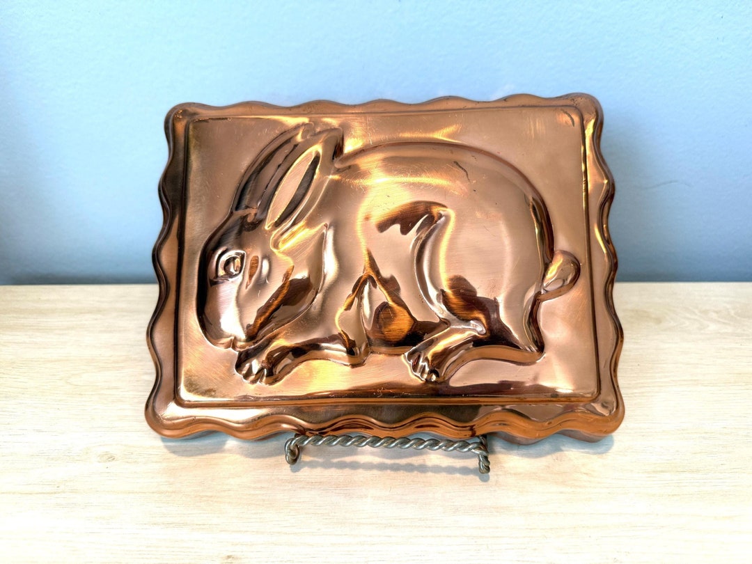Vintage Copper Bunny Mold / Bunny Rabbit Shaped Cake or Jello Mold/ 9x ...