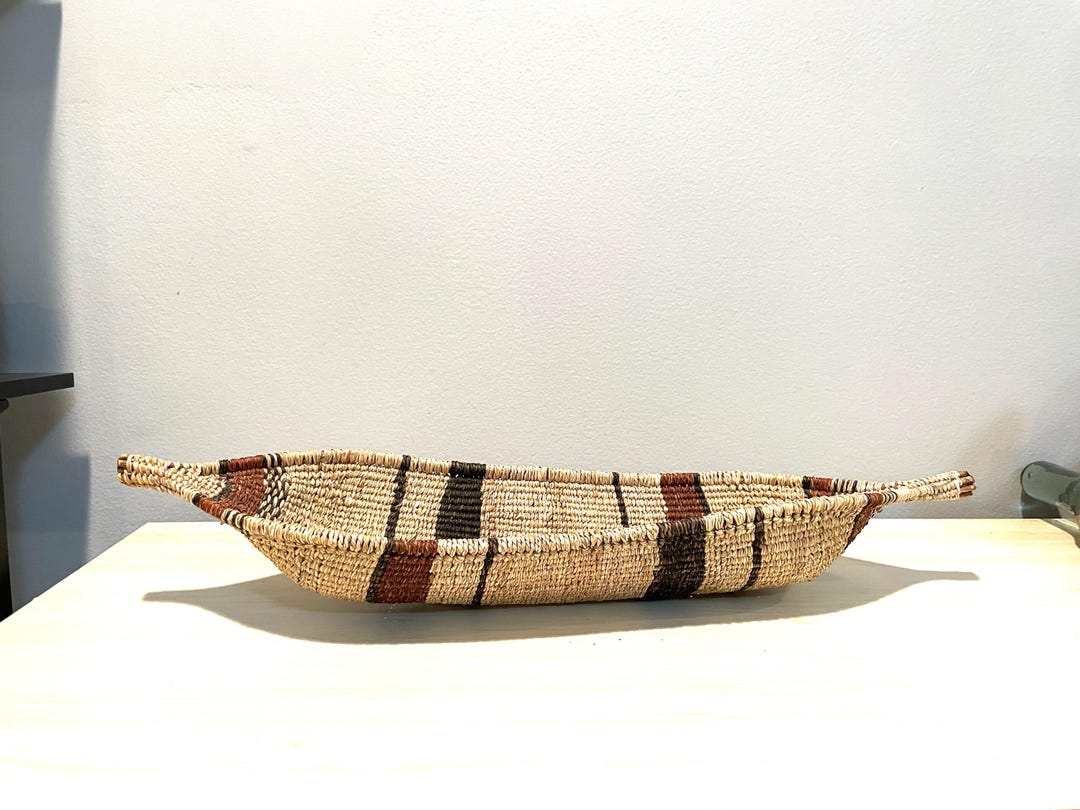 Vintage Ethiopian Handwoven Gambela Canoe Basket African Coil Fruit ...