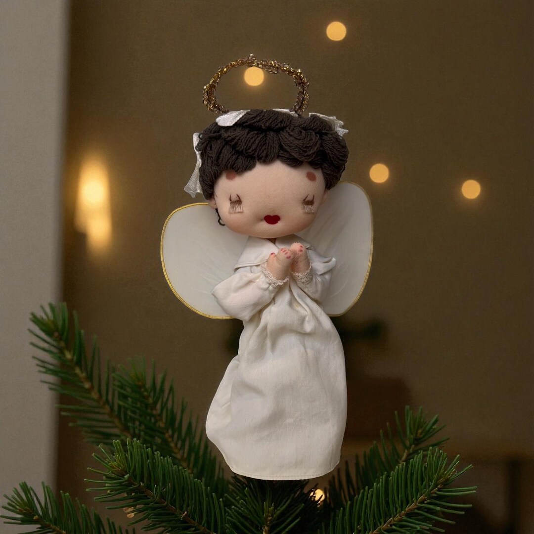 Vintage 1950s Angel Christmas Tree Topper |praying Angel With Tull ...