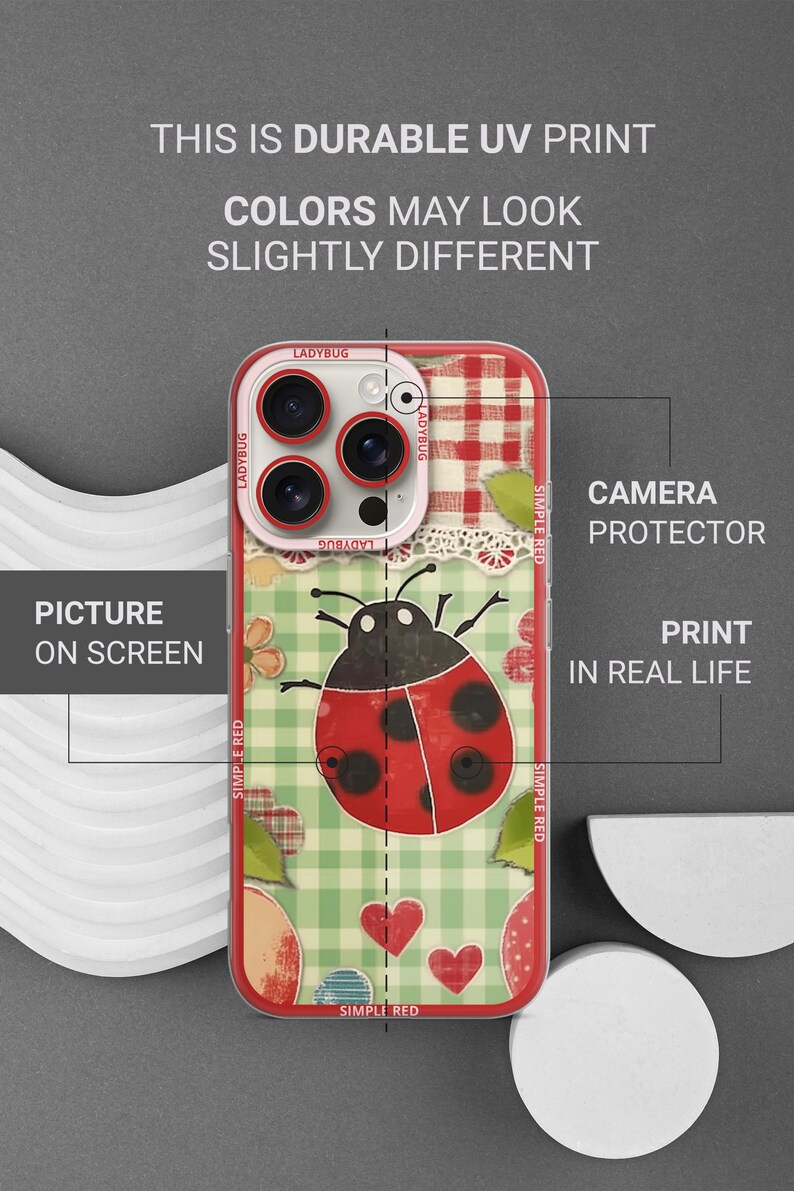 Ladybug Phone Case Simple Red Cute Pink Custom Cover for iPhone 17pro ...