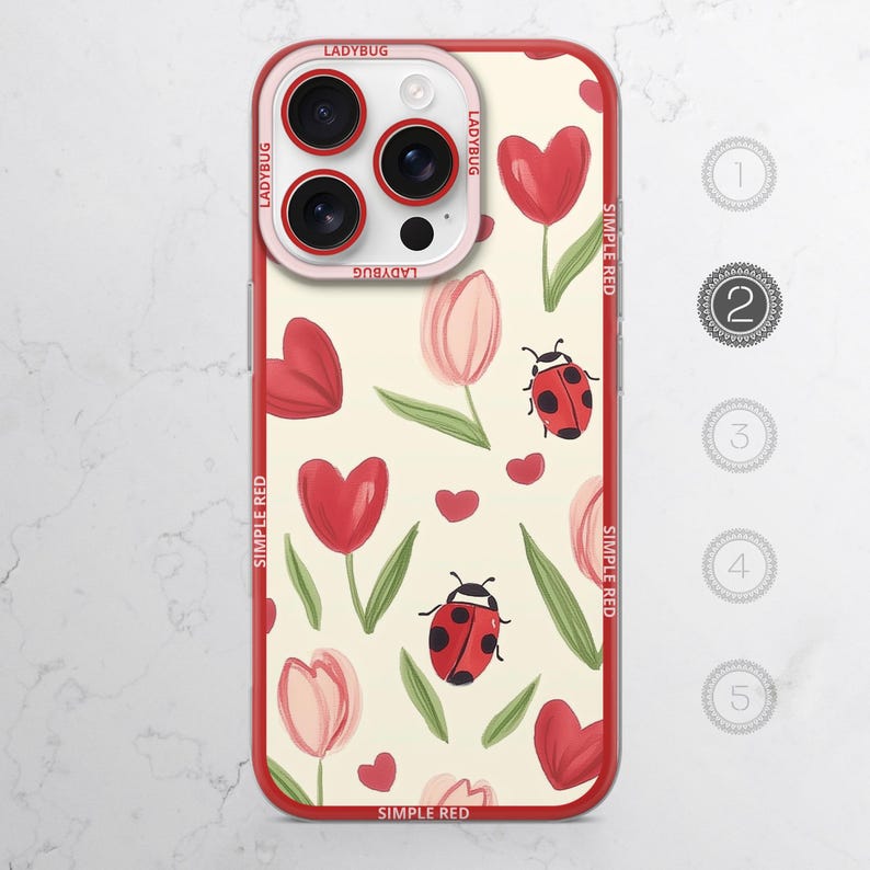 Ladybug Phone Case Simple Red Cute Pink Custom Cover for iPhone 17pro ...