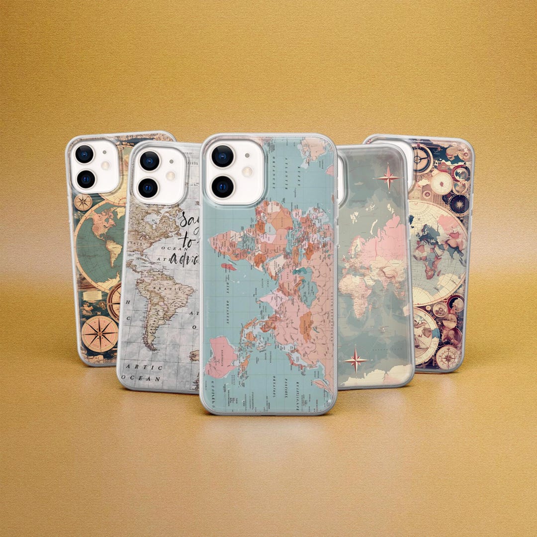 Travel Phone Case Vacation World Map Cover Fit for iPhone 16, 15, 14 ...