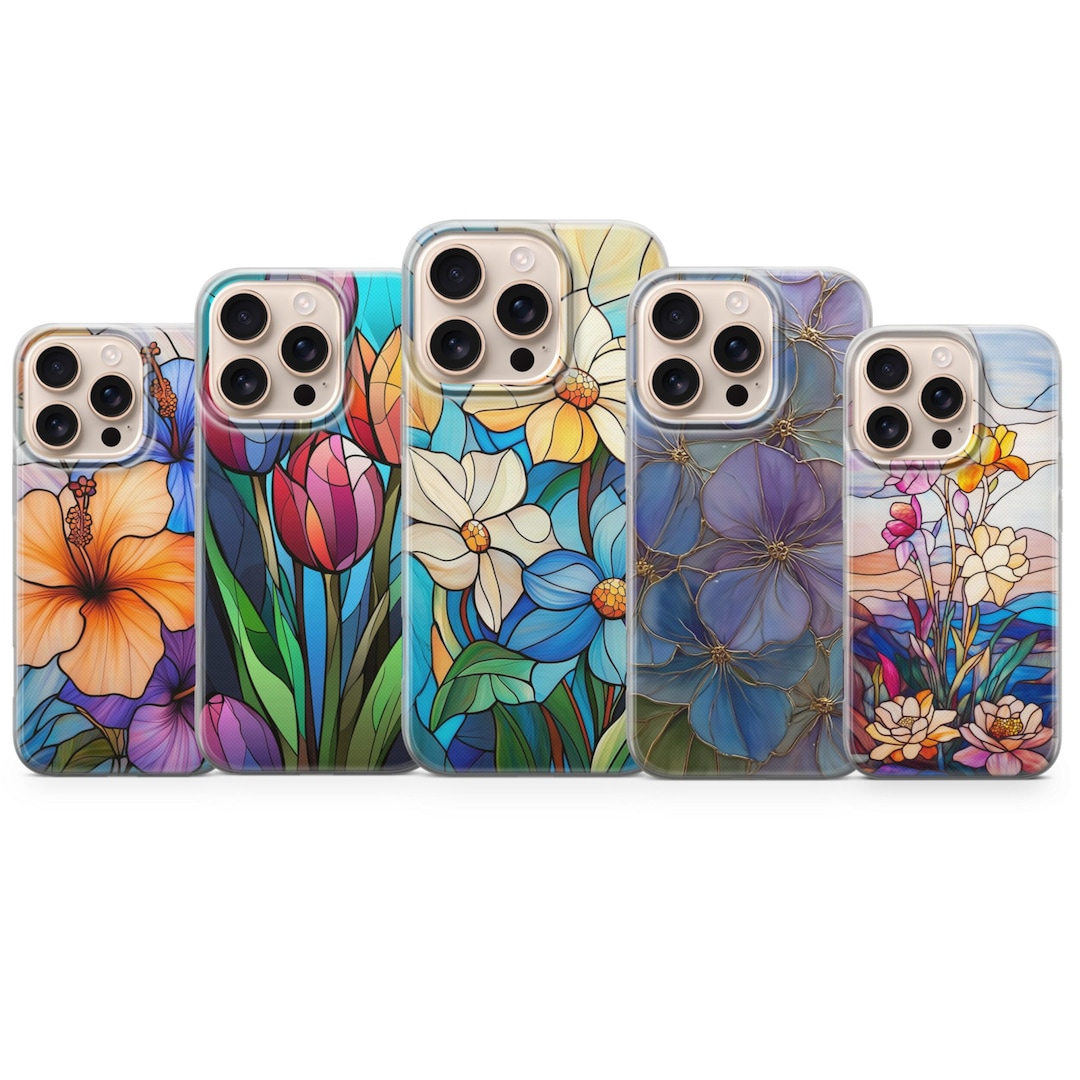 Stained Glass Flower Phone Case Floral Art Cover for iPhone 17 Pro Max ...