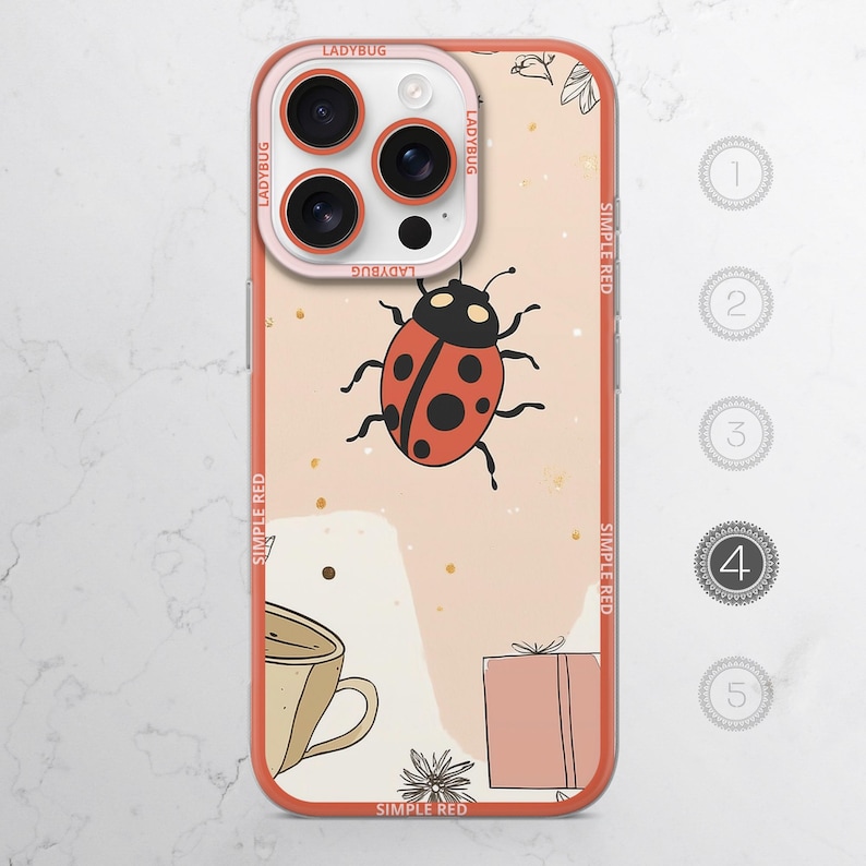 Ladybug Phone Case Simple Red Cute Pink Custom Cover for iPhone 17pro ...