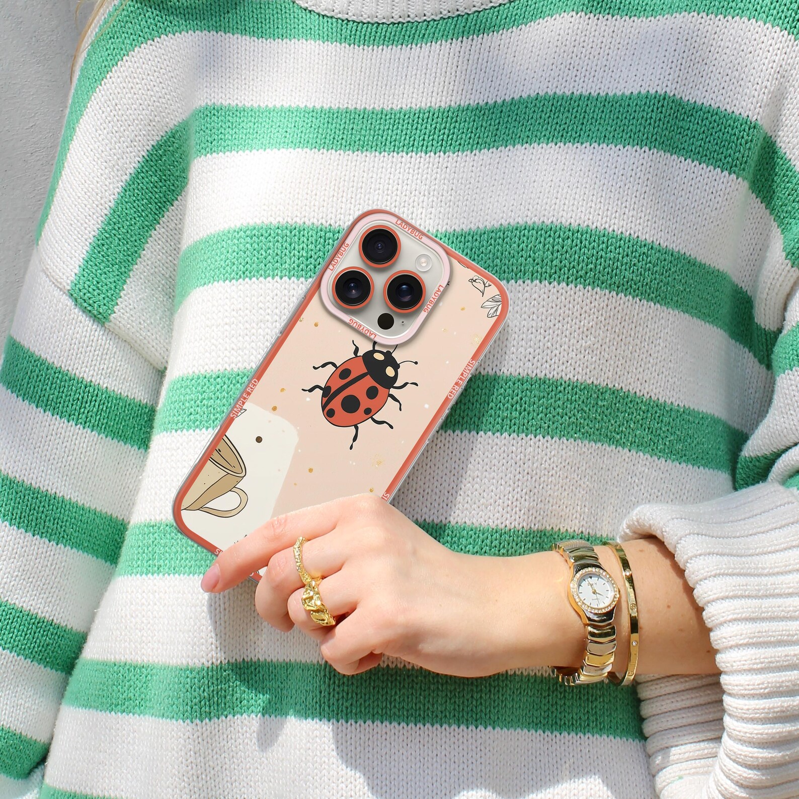 Ladybug Phone Case Simple Red Cute Pink Custom Cover for iPhone 17pro ...