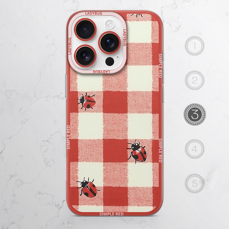 Ladybug Phone Case Simple Red Cute Pink Custom Cover for iPhone 17pro ...