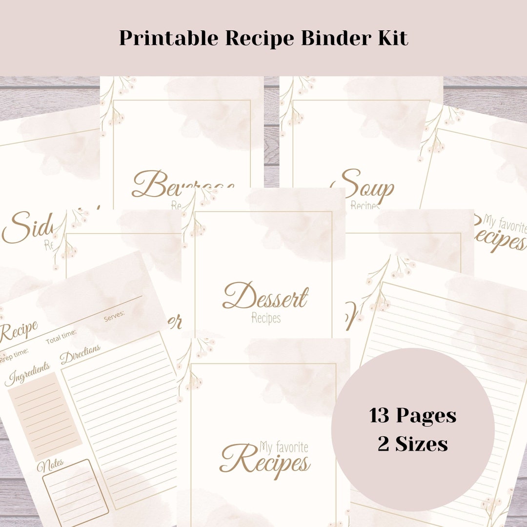 Recipe Sheet Bundle Printable Recipe Planner Pages Digital Download ...