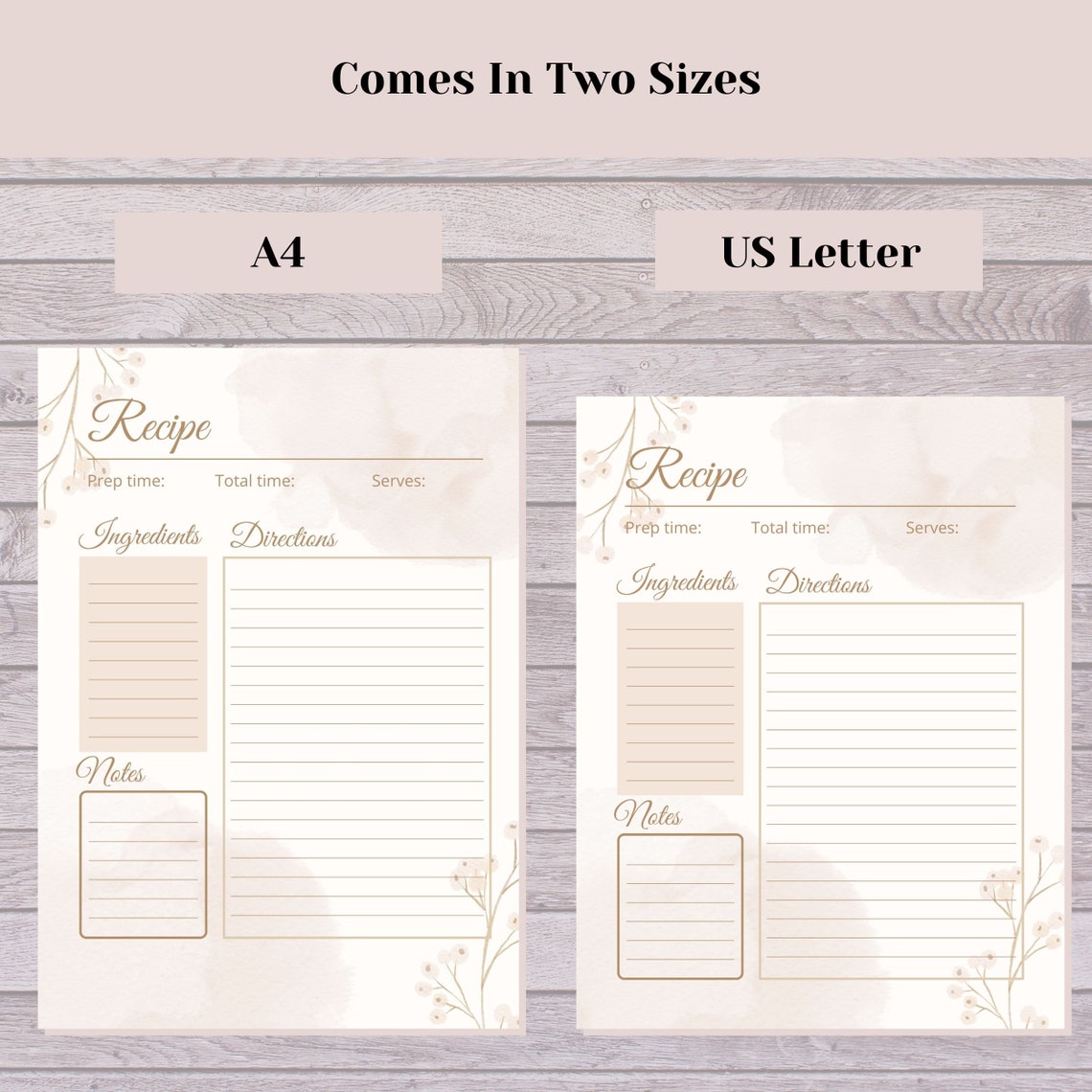 Recipe Sheet Bundle Printable Recipe Planner Pages Digital Download ...