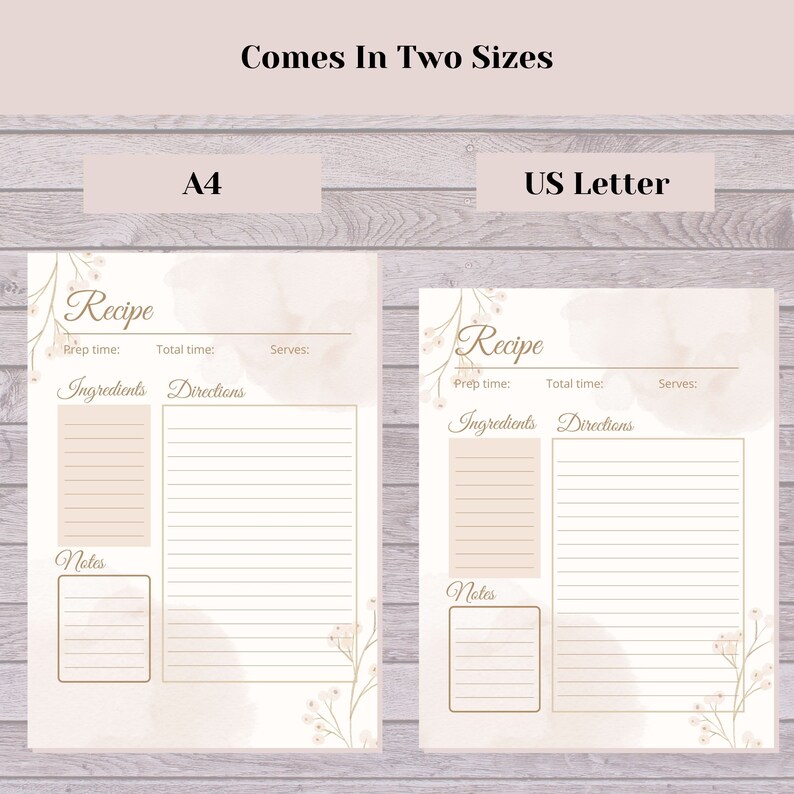Recipe Sheet Bundle Printable Recipe Planner Pages Digital Download ...