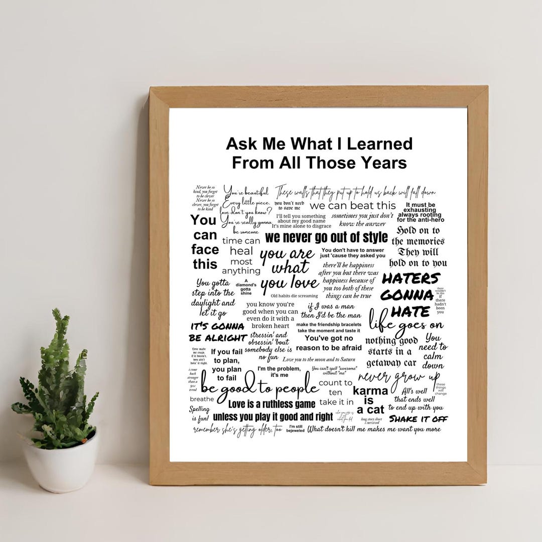 Life Lessons From Taylor Swift Printable Art Digital Download Taylor ...