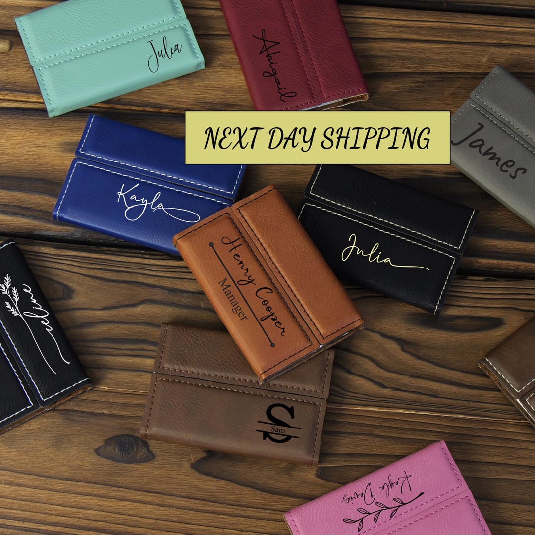 Leather Business Card Holder, Personalized Business Card Holder ...