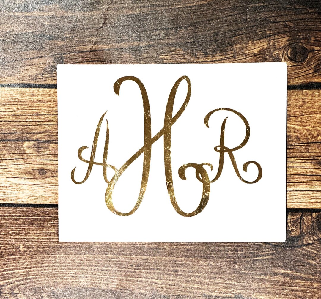 Monogram Decal | Chrome Gold Monogram Sticker | Personalized Monogram ...