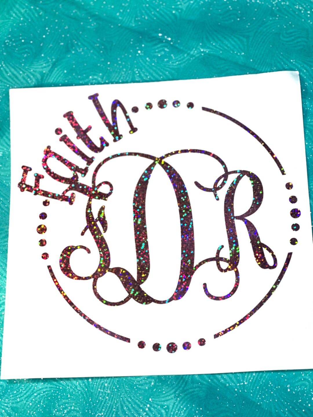 Pink Holographic Monogram Decal: Custom Vinyl Sticker - Etsy