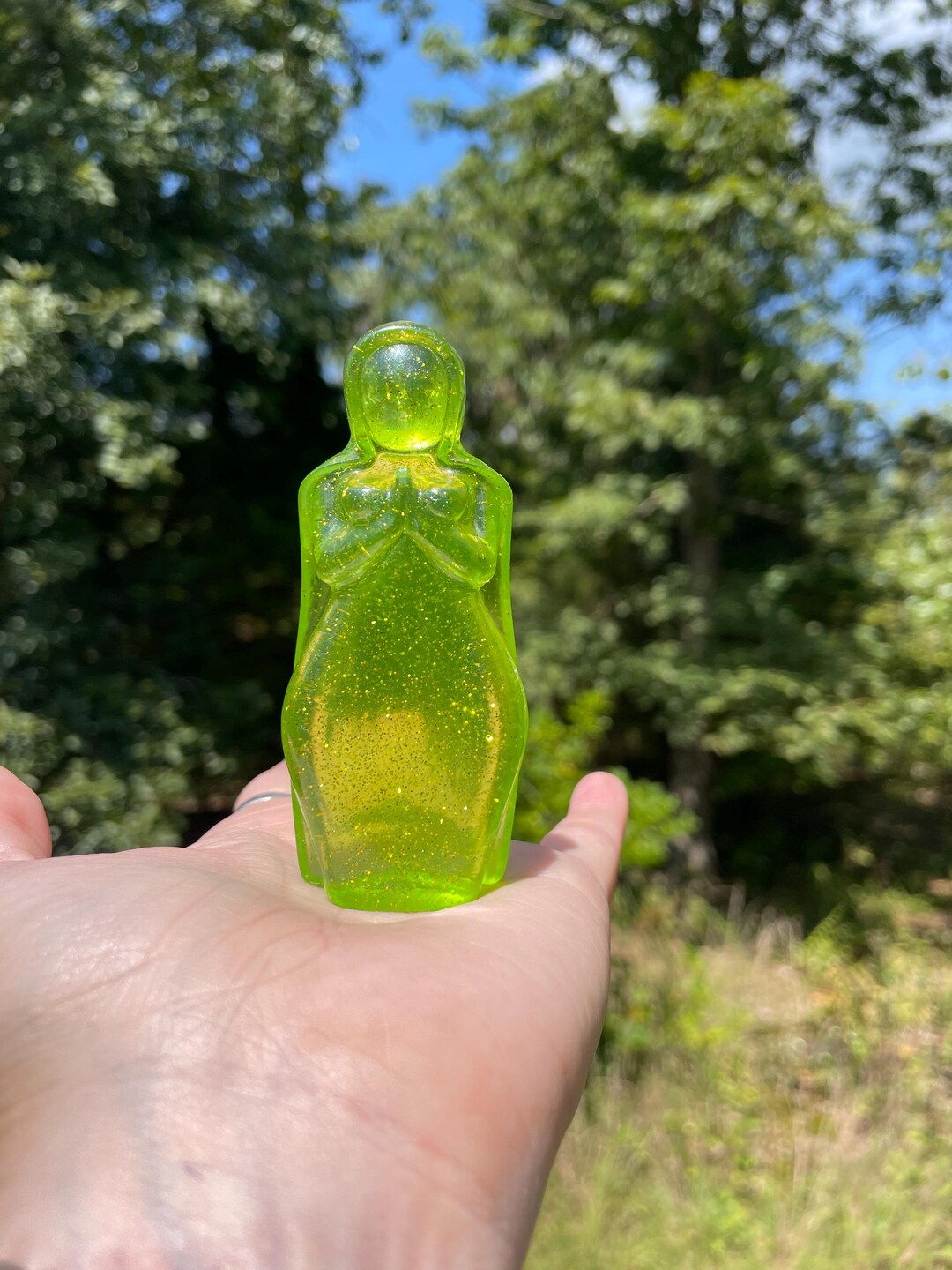 Firefly Field Cloaked Goddess Statue, Semi Transparent Green Shimmer ...