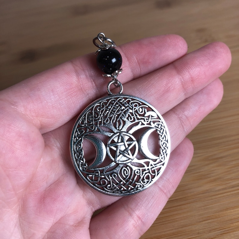 Triple Moon Tree of Life Pentacle Pendant Silver-tone - Etsy