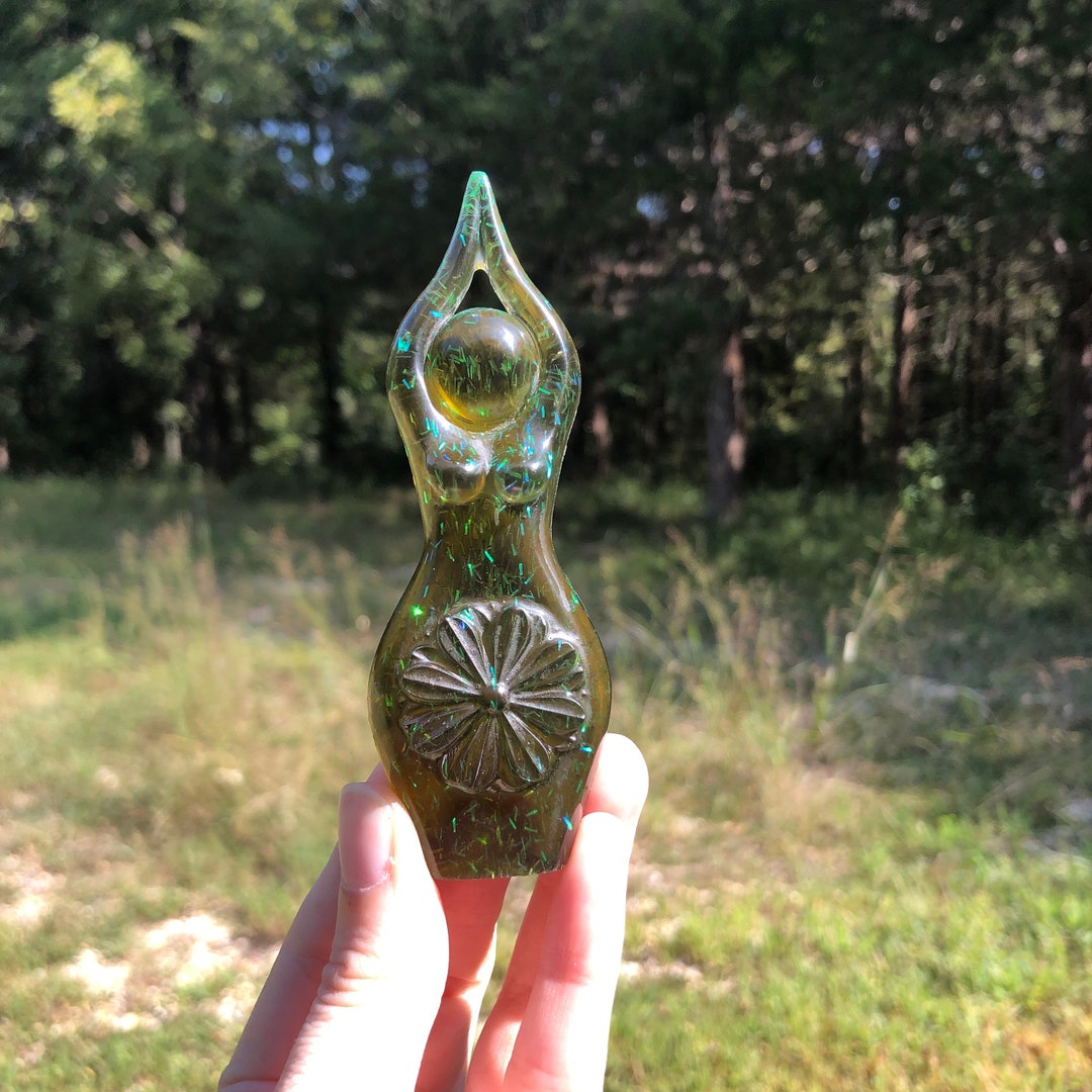 Baba Yaga Bloom Goddess Statue, Bog Water, Semi-transparent Brown/green ...