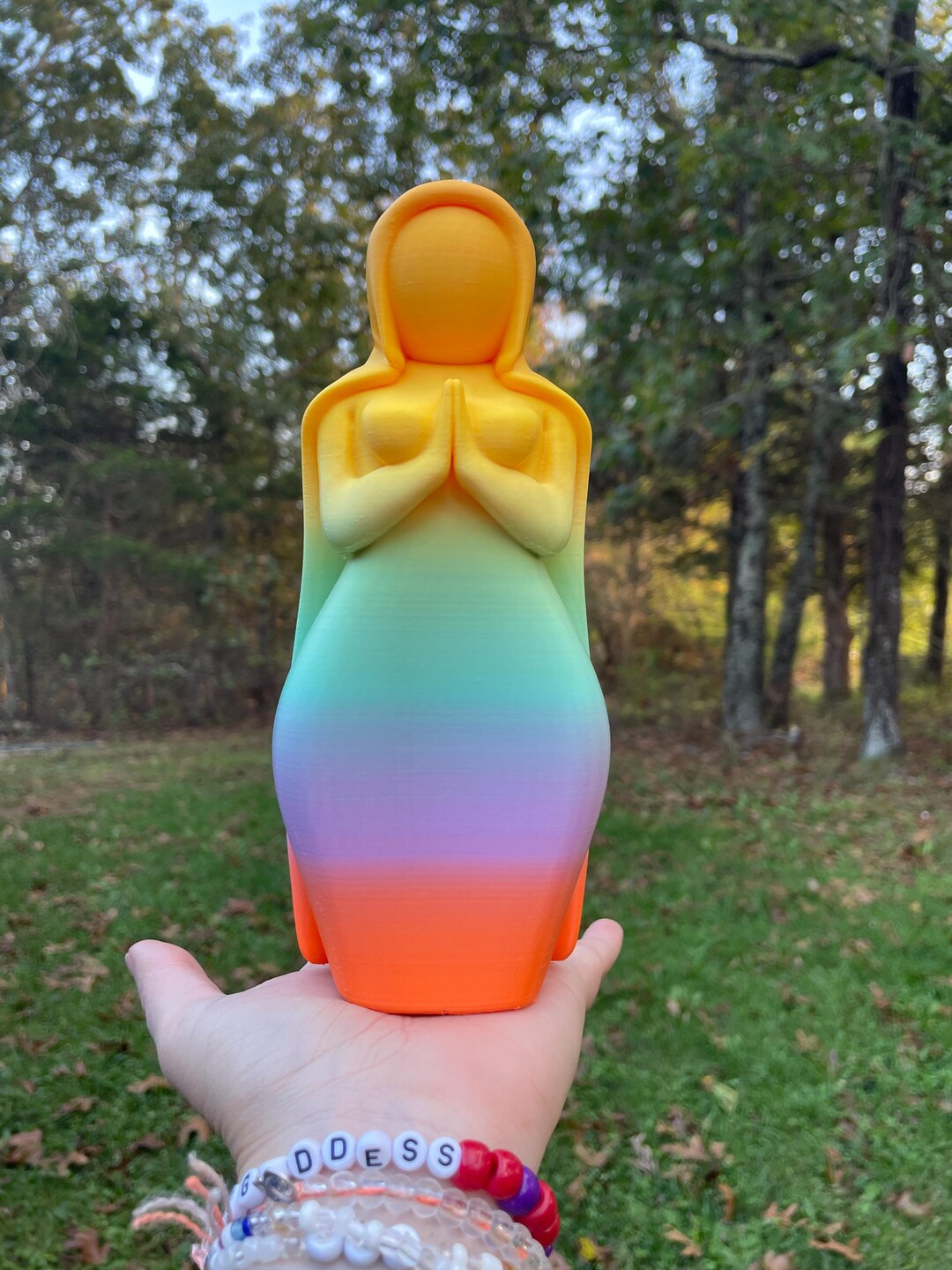 NEW GIANT Cloaked Goddess Statue, Pastel Rainbow Gradient, Yellow Top ...