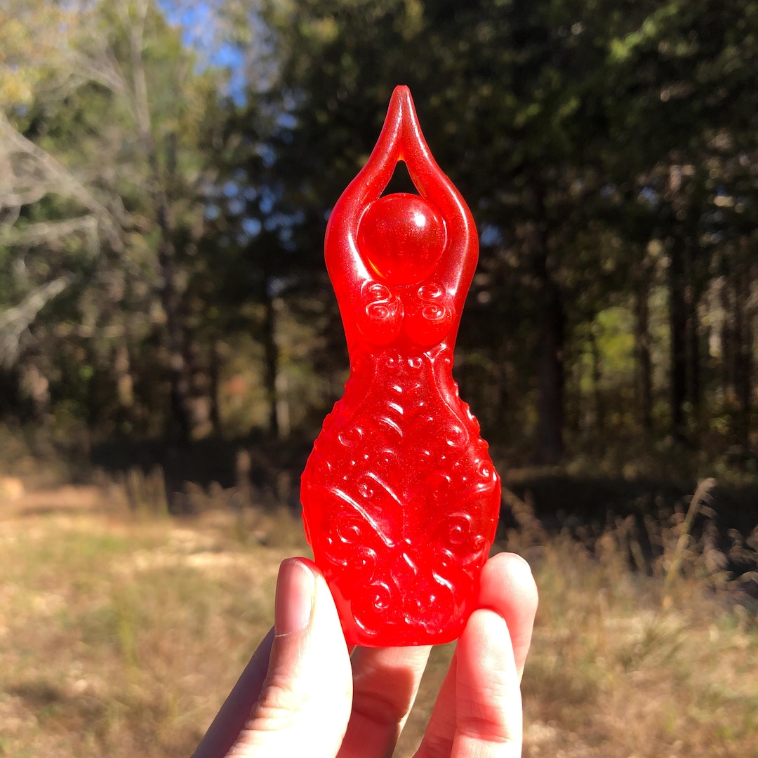 Experimental Color Devi Goddess Statue, Semi Transparent Bright Red ...