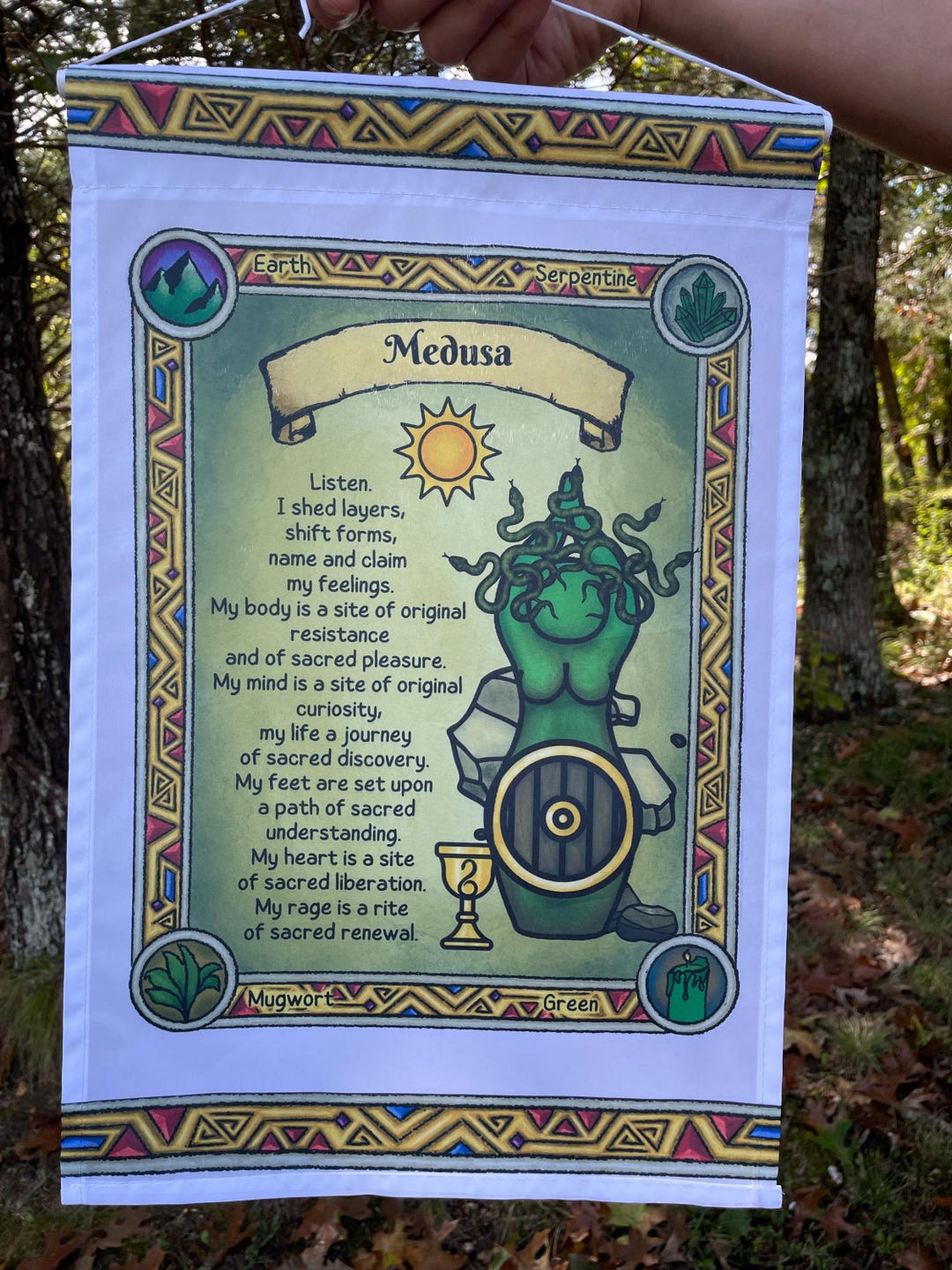 Medusa Goddess Oracle Card Blessing Flag (goddess Banner, Priestess ...