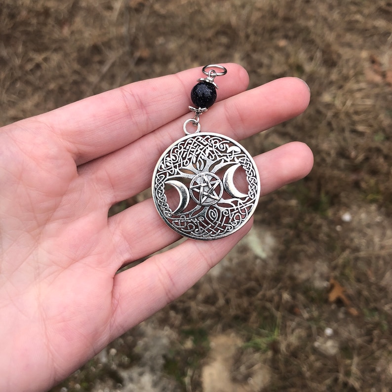 Triple Moon Tree of Life Pentacle Pendant Silver-tone - Etsy