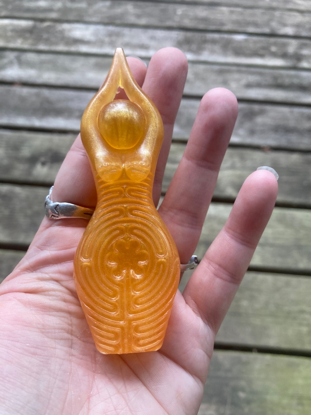 Experimental Color Labyrinth Goddess Sacred Path Statue, Shimmery Honey ...