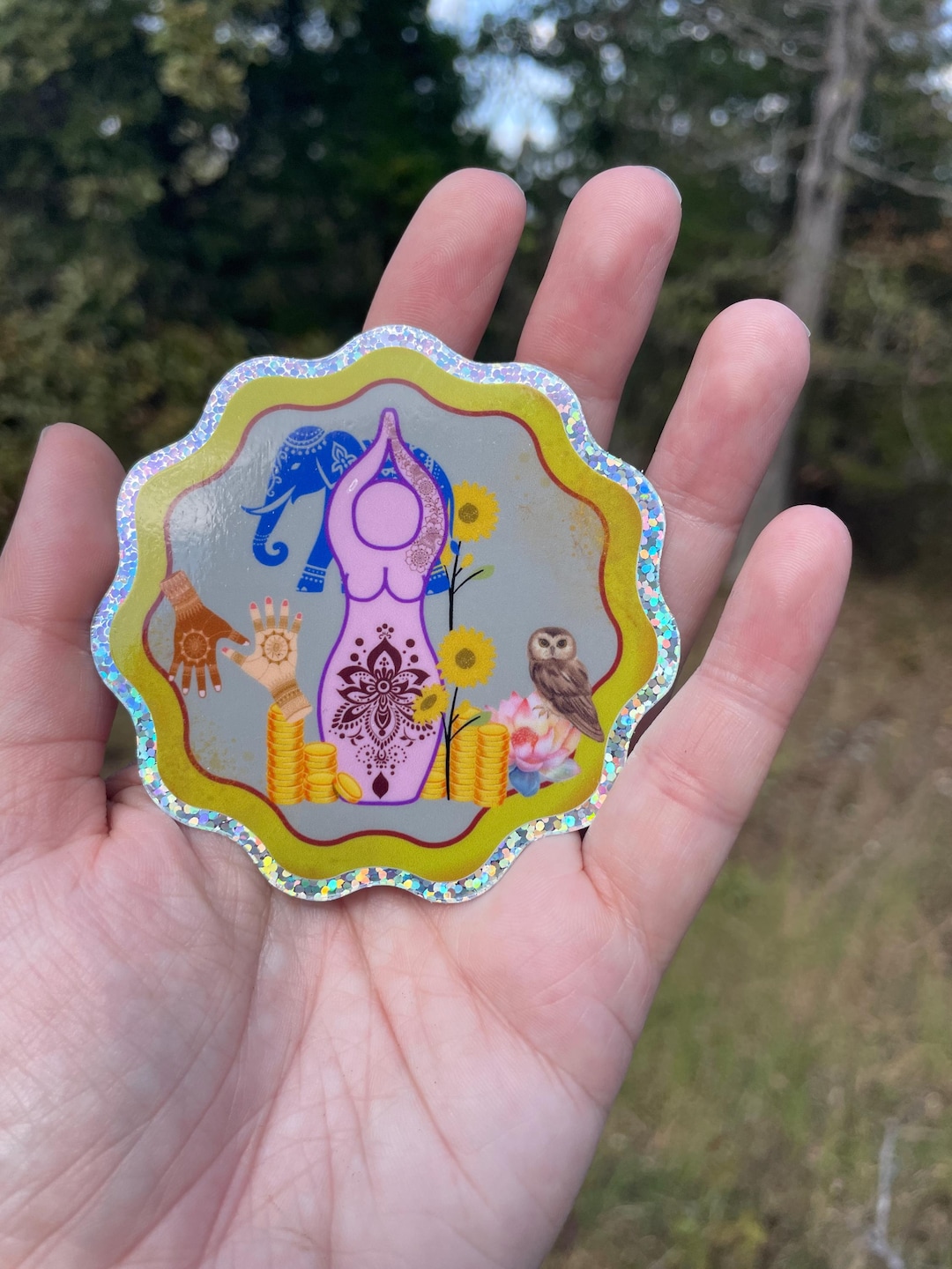 Lakshmi Story Goddess Sticker, Die Cut, Holographic Glitter (brigid’s ...