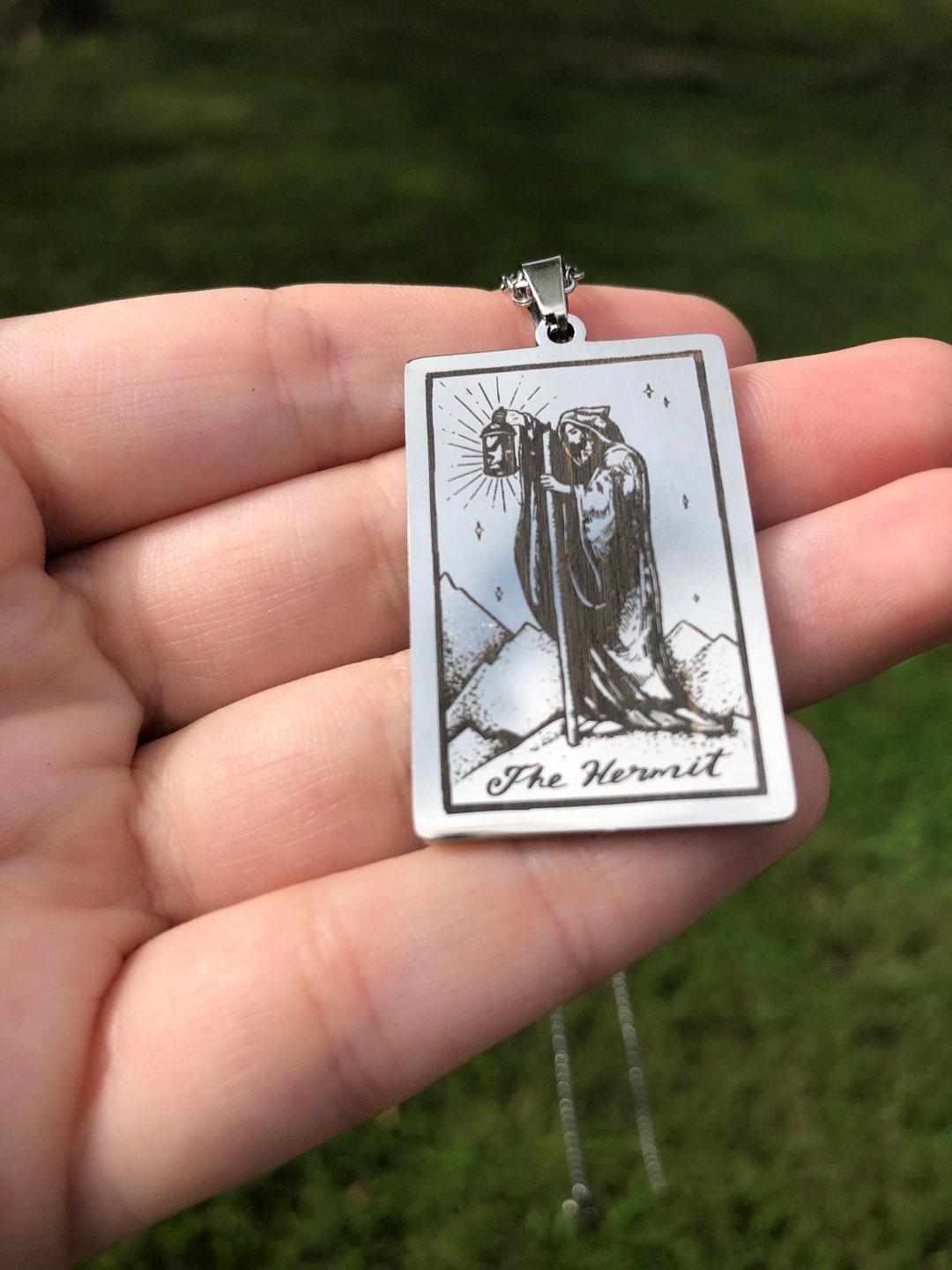 Tarot Pendant, the Hermit, Stainless Steel (priestess, Wiccan, Pagan ...