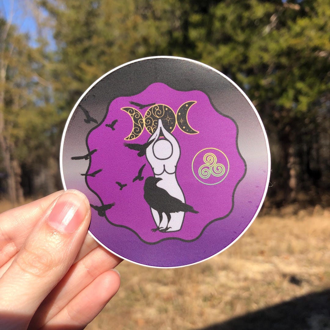 The Morrigan Story Goddess Sticker, Round (crow, Raven, Triskele ...