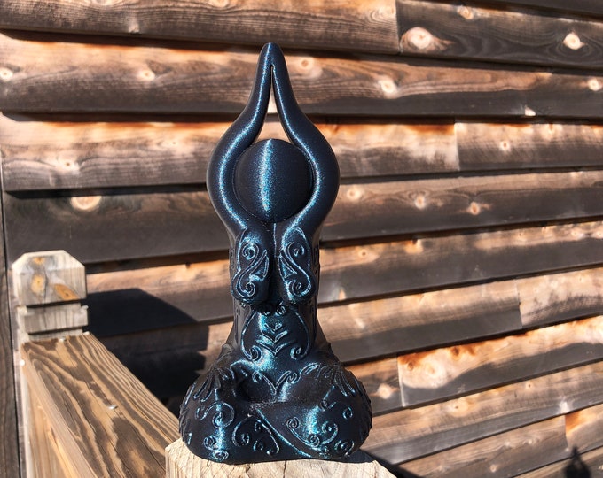 NEW GIANT Devi Mediation Goddess Statue, Blue-green/black Shimmer ...