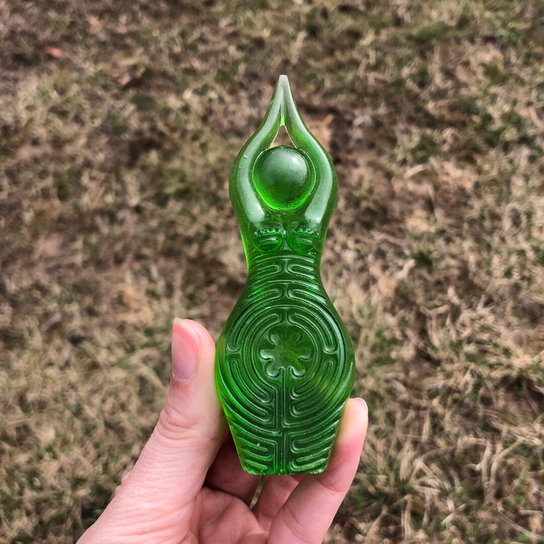 Discover Labyrinth Goddess Sacred Path Statue - Semi-transparent Green ...