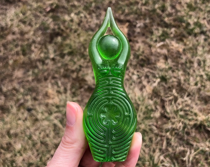Discover Labyrinth Goddess Sacred Path Statue Semi-transparent Green ...