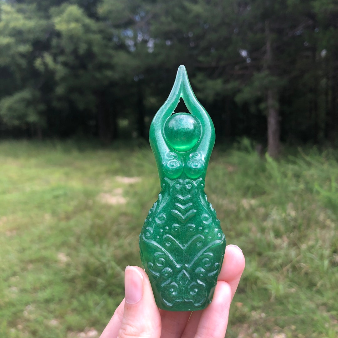 Experimental Color Devi Goddess Statue, Semi-transparent Green With ...