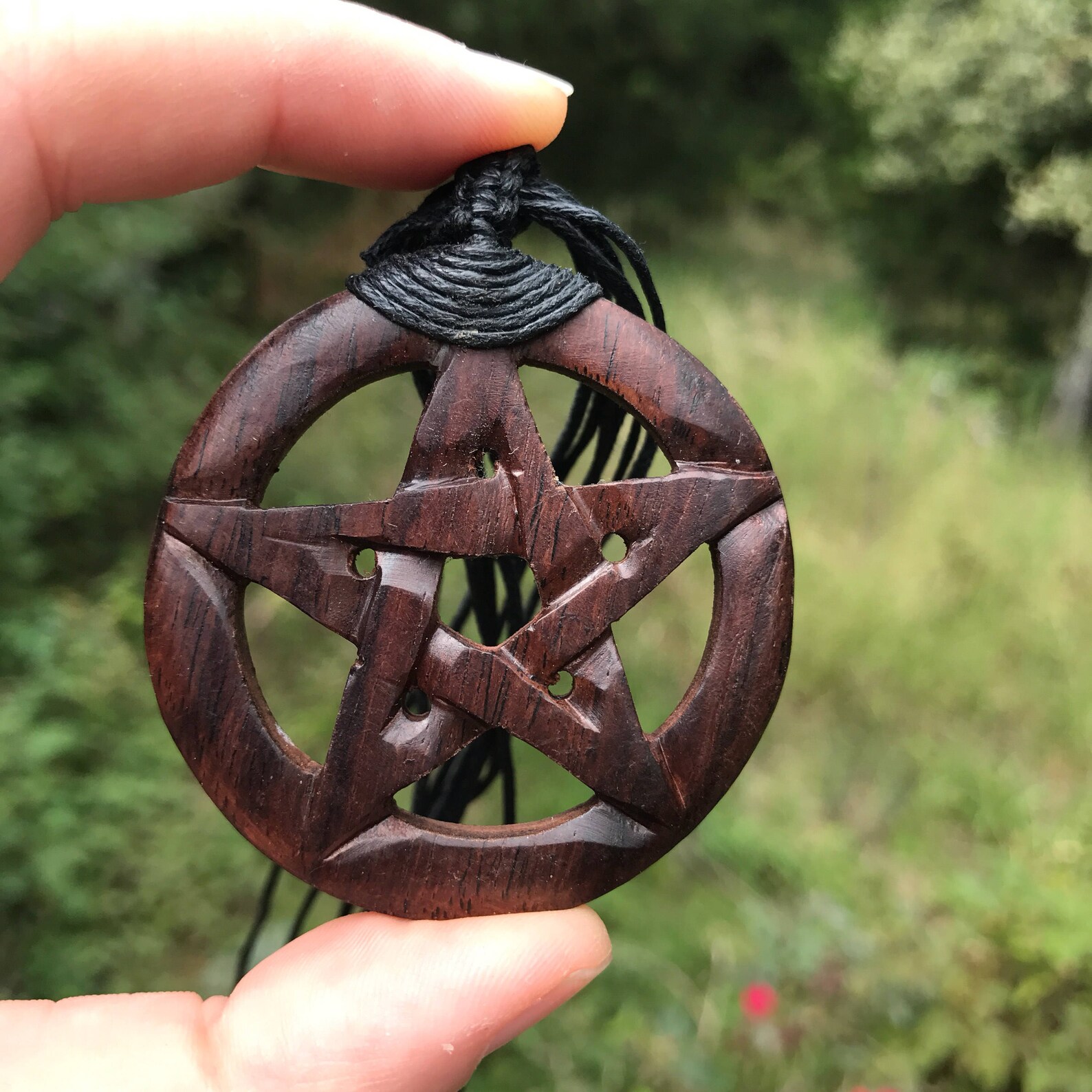 Carved Wooden Pentacle Pendant moontime Red Tent Dark - Etsy