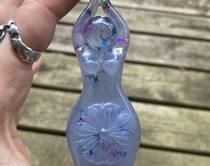 Experimental Color Bloom Goddess Statue, Pale Blue With Butterflies ...