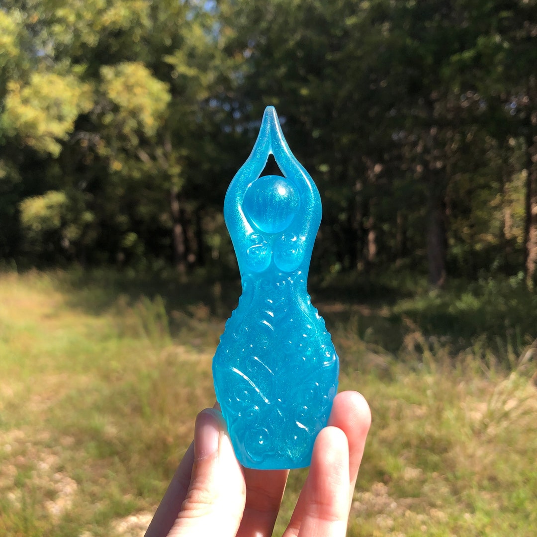 Experimental Color Devi Goddess Statue, Semi-transparent Light Blue ...