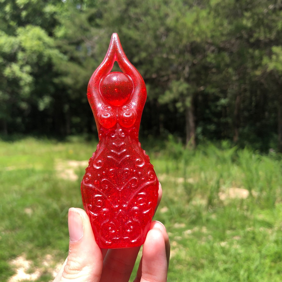 Experimental Color Devi Goddess Statue, Semi-transparent Bright Red ...