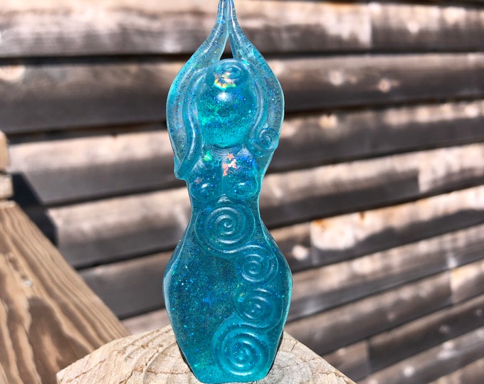 Beltane Evening Spiral Priestess Statue - Semi-transparent Aqua Star ...