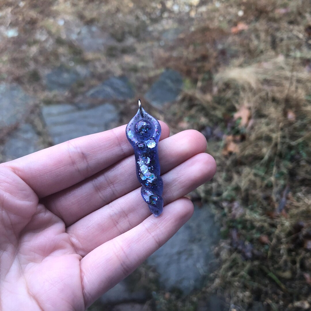 Mini Goddess Shakti Woman Pendant, Universe Semi Transparent Deep Blue ...