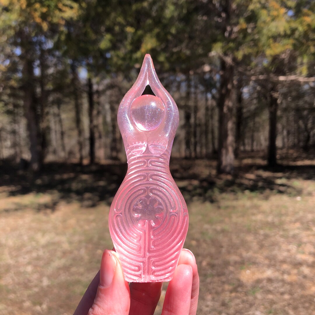 Grace Labyrinth Goddess Sacred Path Statue, Semi-transparent Light Pink ...