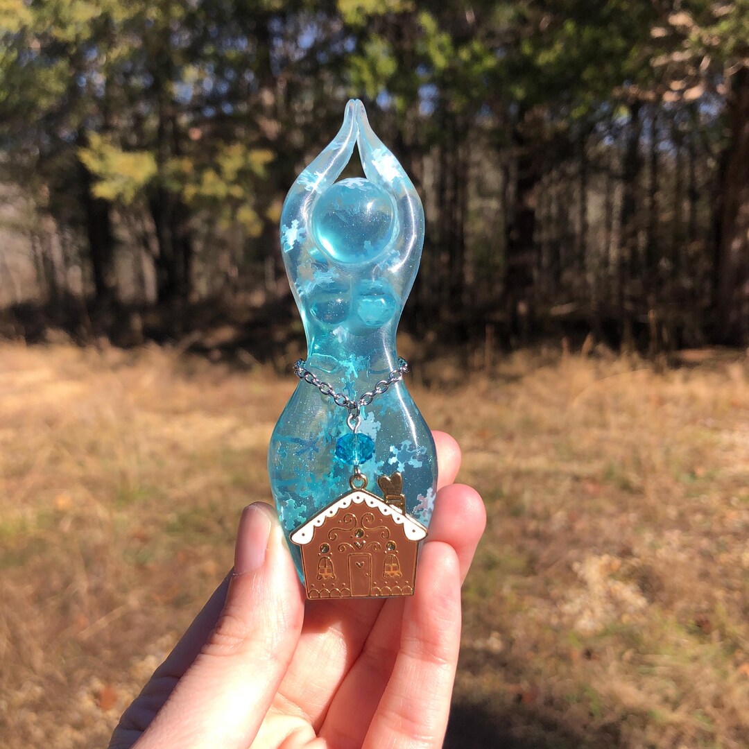 Glacier Story Goddess Statue, Semi Transparent Light Blue Shimmer With ...