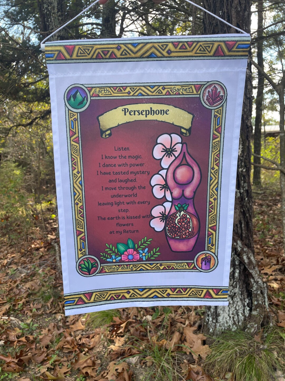 Persephone Oracle Card Blessing Flag (goddess Banner, Priestess, Pagan ...