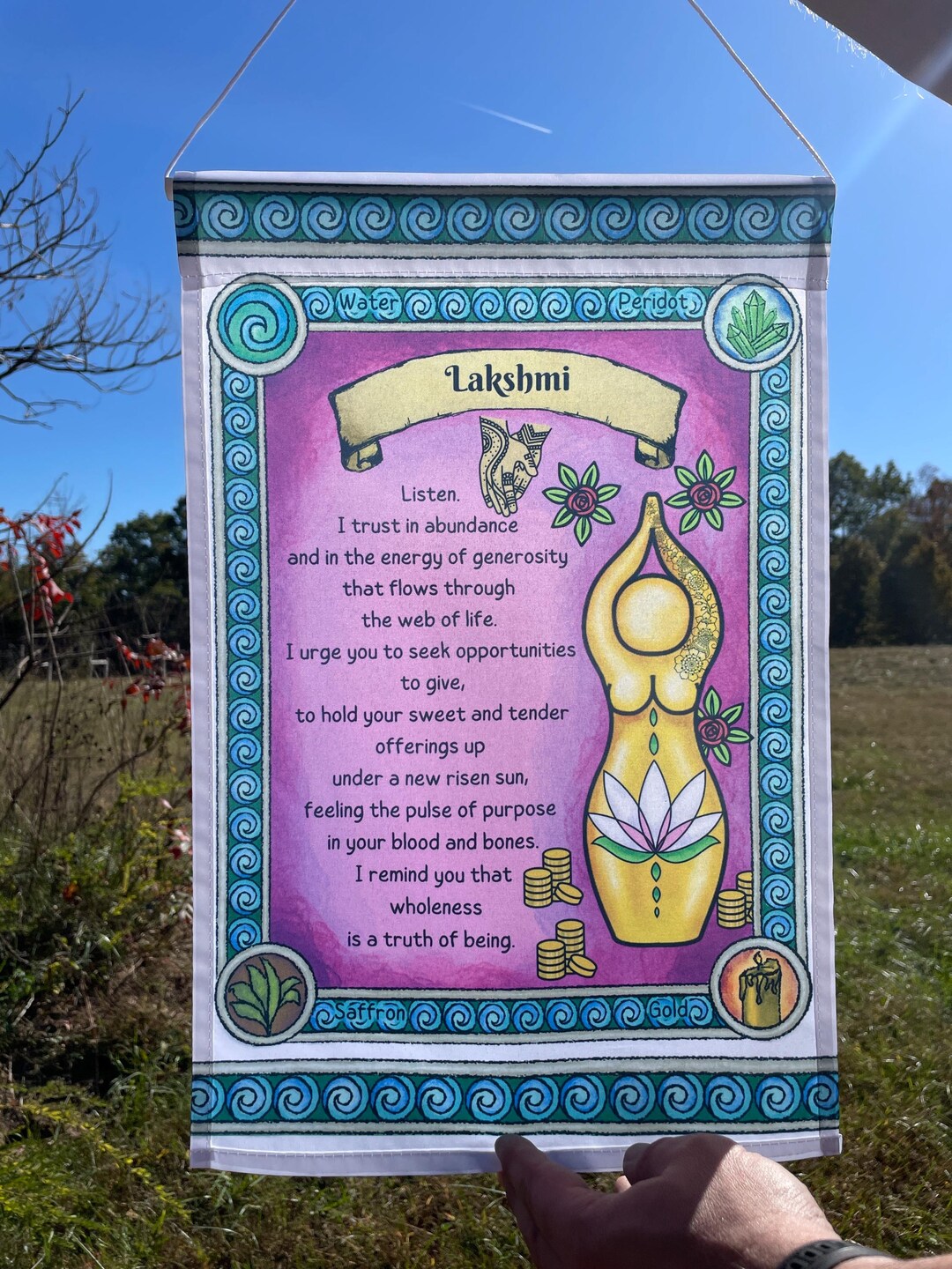 Lakshmi Story Goddess Oracle Card Blessing Prayer Flag (goddess Banner ...