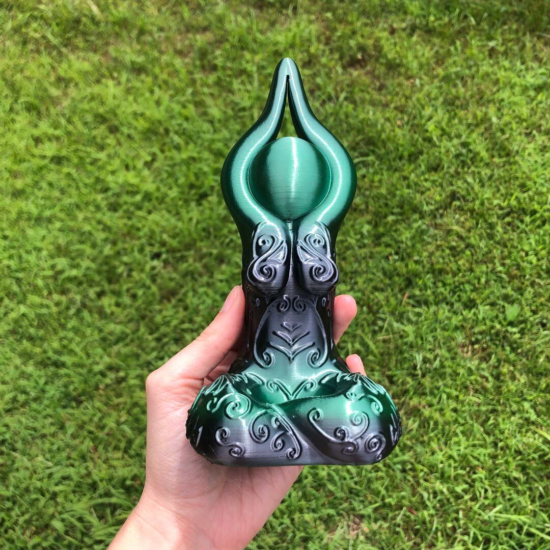 NEW GIANT Devi Mediation Goddess Statue, Green/black-gray Gradient ...