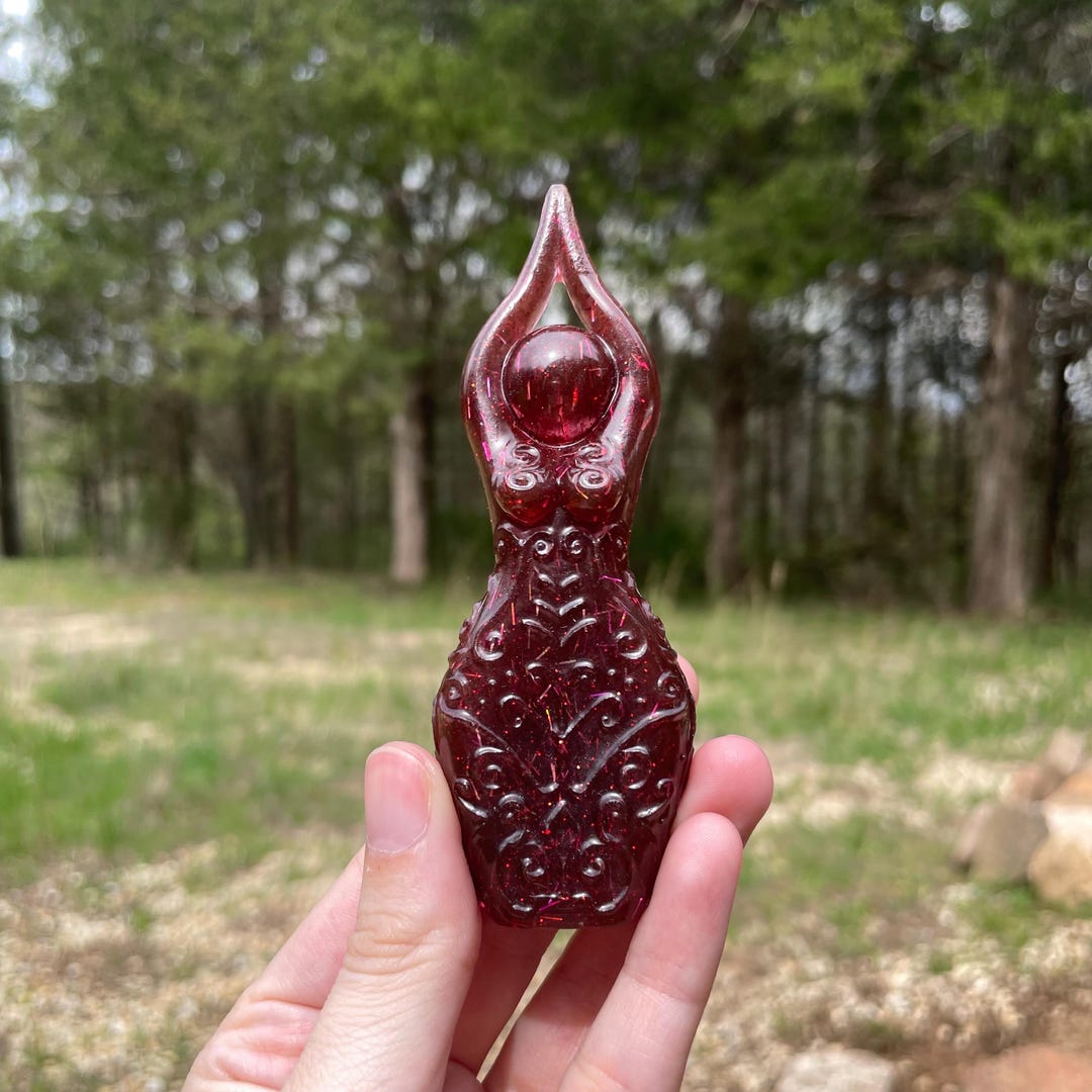 Experimental Color Devi Goddess Statue, Semi-transparent Red Purple ...