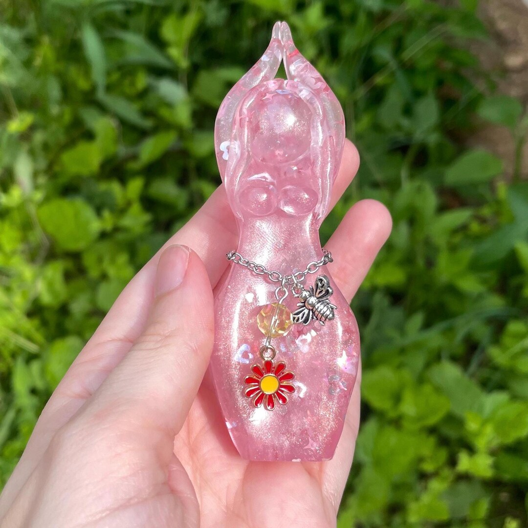 Pollen Path Priestess Goddess Statue, Semi Transparent Pink Shimmer ...