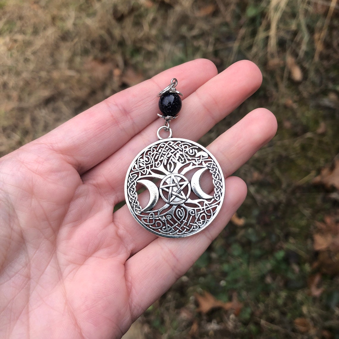 Triple Moon Tree of Life Pentacle Pendant Silver-tone - Etsy