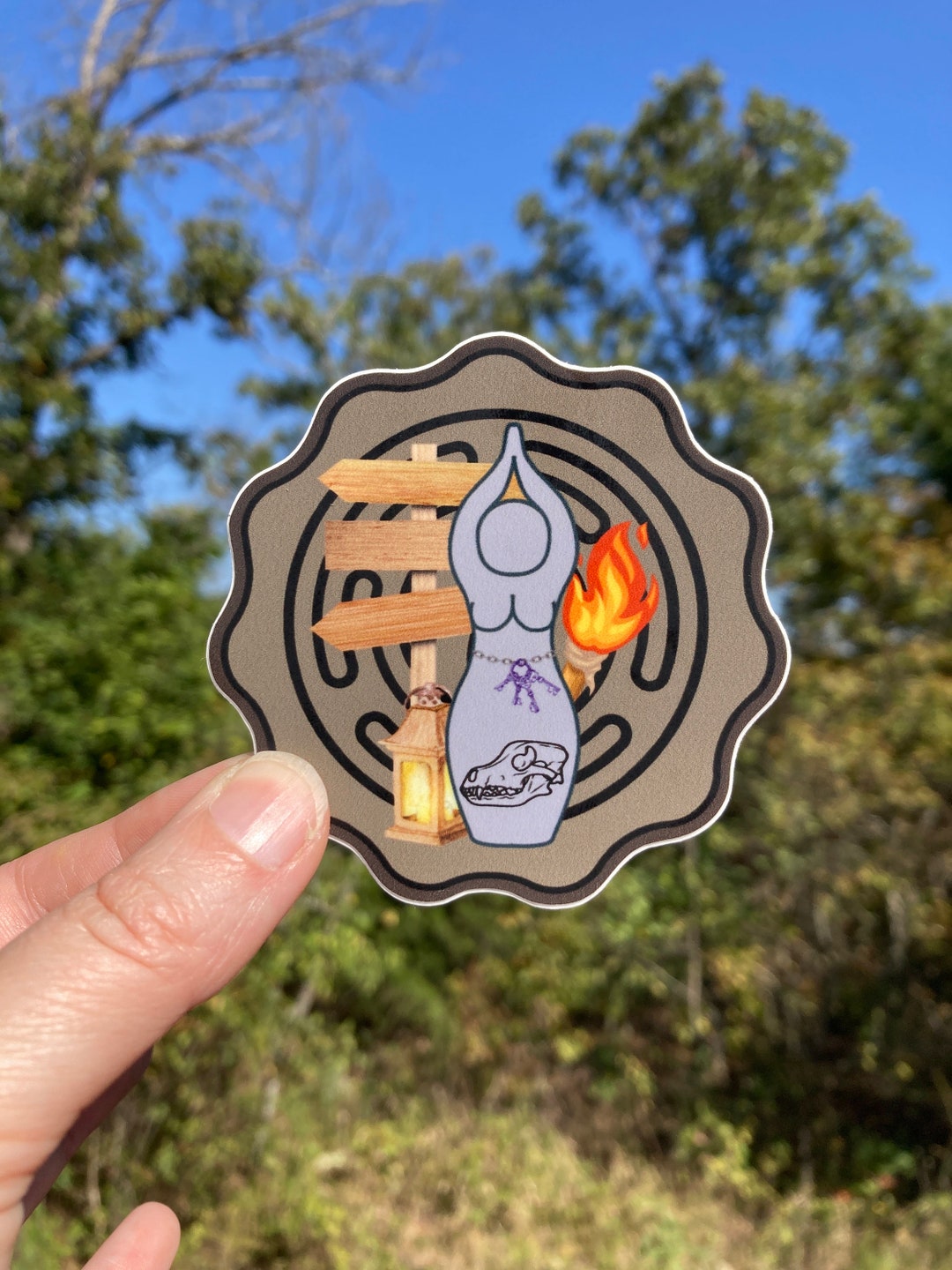 Smaller (3x3): Hecate Goddess Sticker (keys, Guardian, Skull, Labyrinth ...