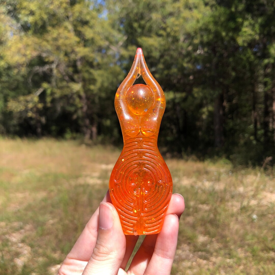 Alchemy Labyrinth Goddess Sacred Path Statue, Warm Orange With Star ...