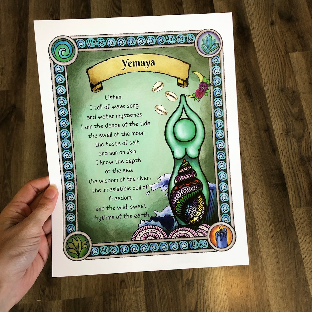Yemaya Altar Print (story Goddess Oracle, Prayer Card, Altar Card ...